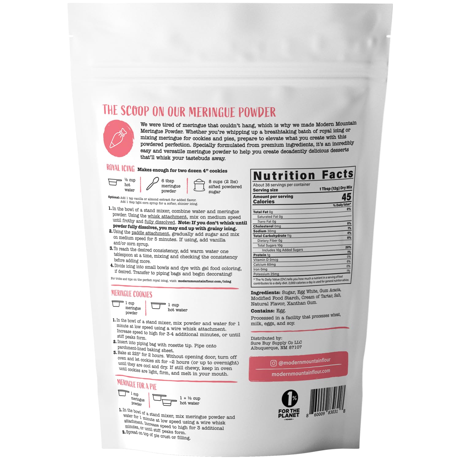 Meringue Powder (1 lb) For Royal Icing, Meringue Cookies, & Meringue for Pies - Perfect for Cookie Decorating - Create Incredible Royal Icing or Frosting for Sugar Cookies - Complete Mix - Non-GMO