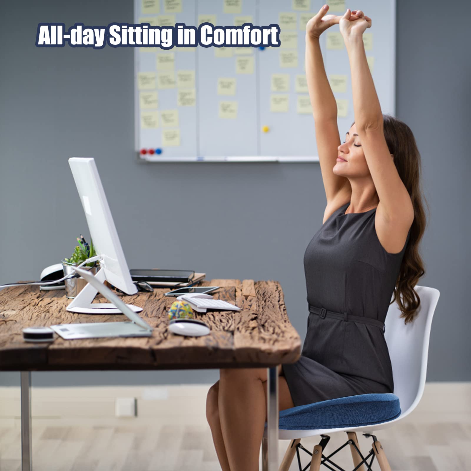 SAHEYER Seat Cushion for Tailbone Pain Relief,Office Chair Cushion for Sciatic Nerve Pain Relief,Butt Pillow for Enhanced Comfort in Long-Term Sitting,(Blue)