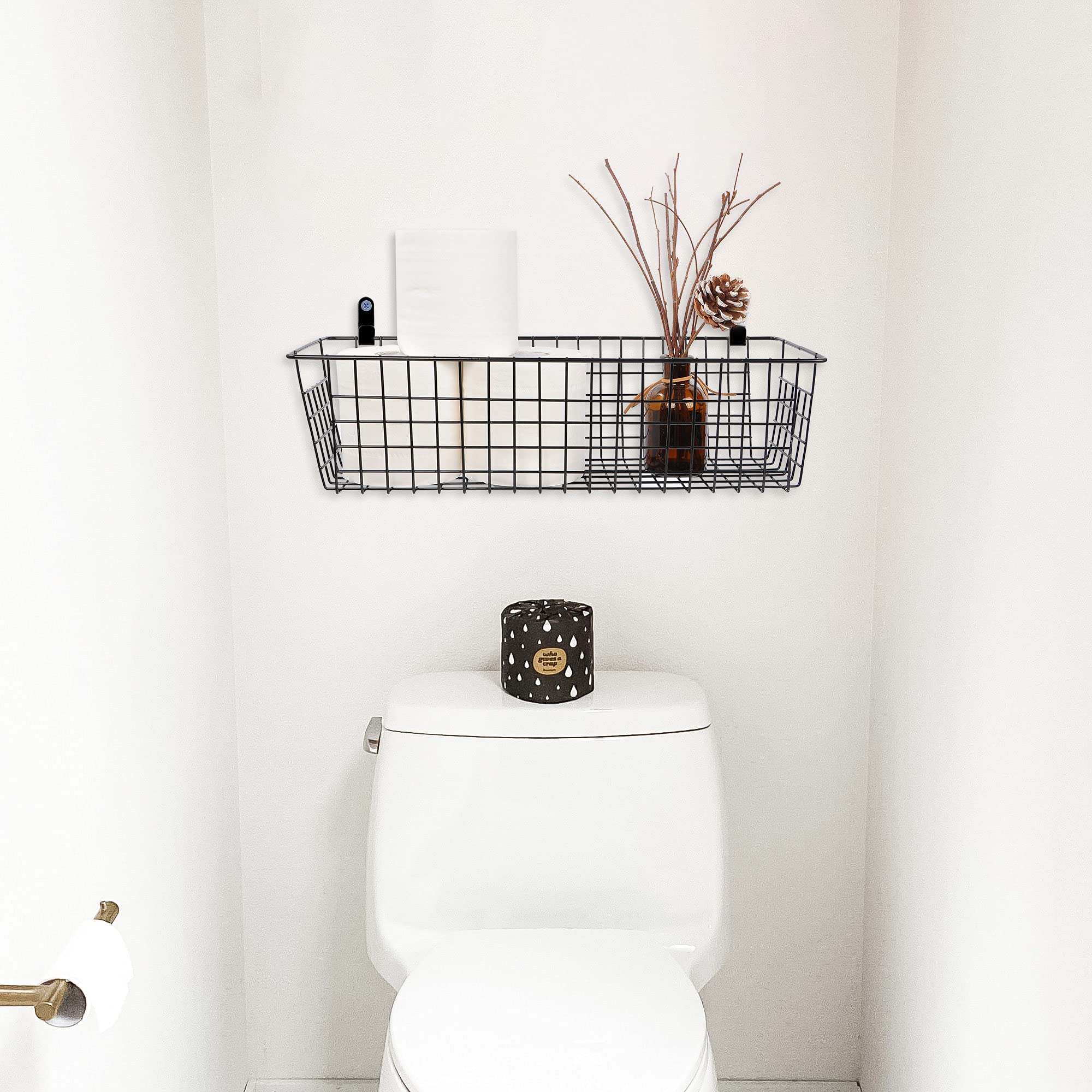 3PCS [Extra Large]Hanging Wire Baskets, Wall Mount Storage Basket, Rustic Toilet Paper Holder for Storage & Organization