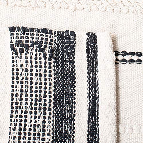 SAFAVIEH Striped Kilim Collection 3' x 5' Ivory / Black STK512A Handmade Flatweave Cotton Area Rug