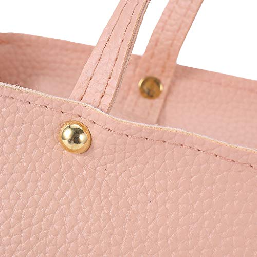 Kovaky 4pcs 2021 Bags Sets for Women Four-Piece Shoulder Bag Messenger Bag Wallet Handbag Totes Gifts for Ladies Pink