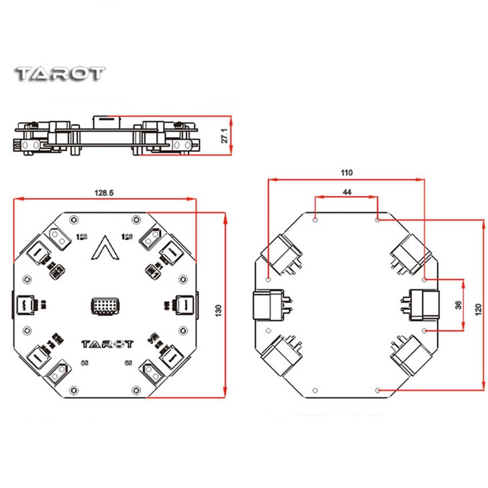 TAROT TL2996 High Current Distribution Board Power Distribution Management Module 12S 480A for DIY 4-axis / 6-axis Drone Kit
