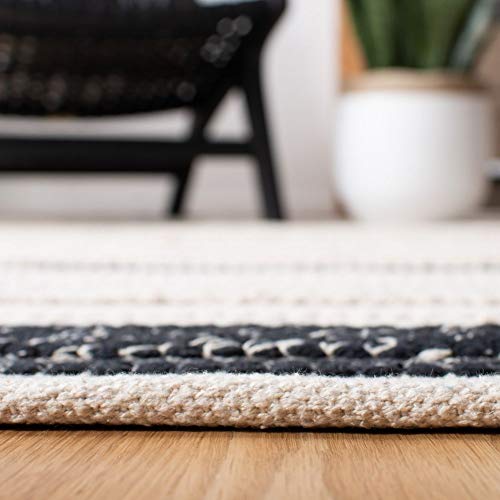 SAFAVIEH Striped Kilim Collection 3' x 5' Ivory / Black STK512A Handmade Flatweave Cotton Area Rug