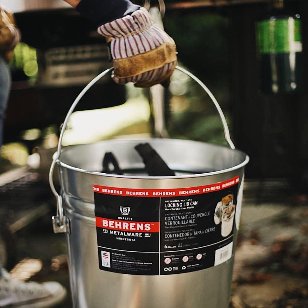 Behrens 6 Gallon Rust-Proof Steel Locking Lid Trash Can(6 gal) Made in USA