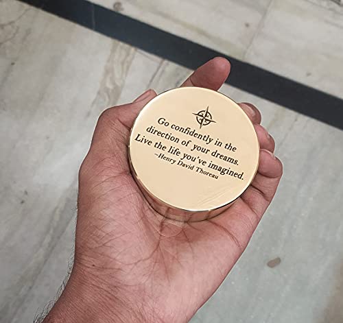 PORTHO Thoreau's Go Confidently graduation Compass with Wooden box, Inspirational graduation gifts, confirmation gifts, first communication gifts, unique gift ideas