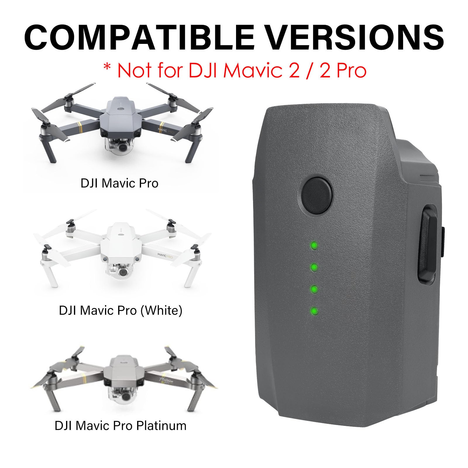 Satonaka 2 Pack Mavic Pro Battery, FB1-3830mAh-11.4V Intelligent Flight Replacement Batteries for DJI Mavic Pro, DJI Mavic Pro Platinum, DJI Mavic Pro Alpine White(Not for Mavic 2 Drone)