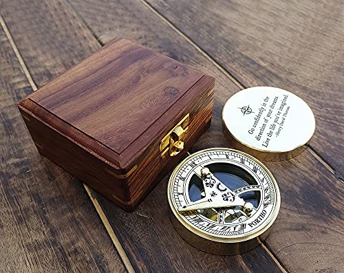PORTHO Thoreau's Go Confidently graduation Compass with Wooden box, Inspirational graduation gifts, confirmation gifts, first communication gifts, unique gift ideas