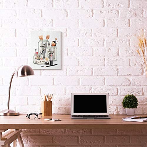 Stupell Industries Fashion Brand Makeup in Mason Jars Glam Design, Designed by Ziwei Li Wall Art, 16 x 20, Pink