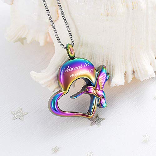 Yinplsmemory Cremation Jewelry Hummingbird Urn Necklace for Ashes Stainless Steel Heart Cremation Lockets for Ashes Holder