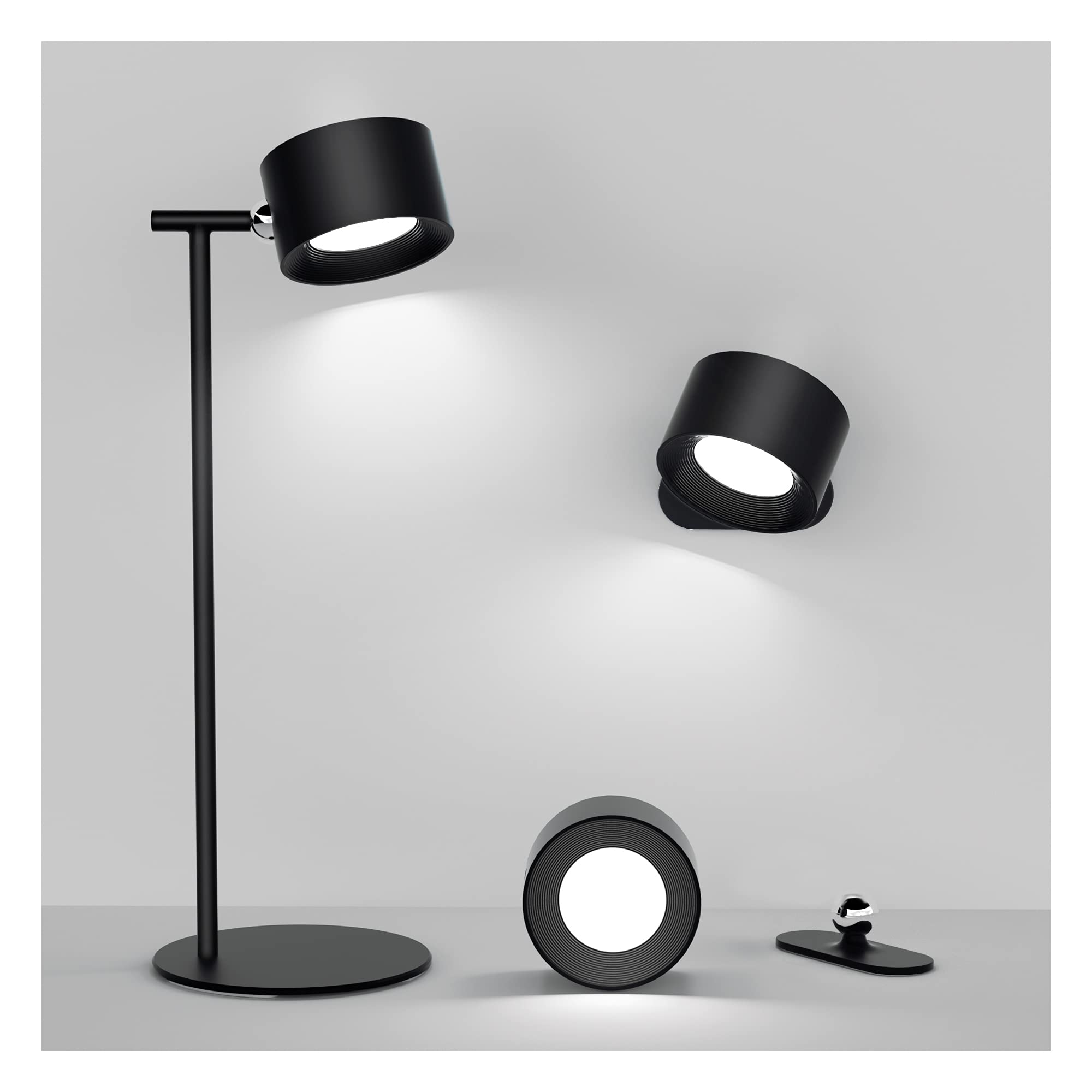 Koopala LED Table Lamps, Rechargeable LED Desk lamp with Magnetic, Cordless Desk Lights with USB Charging Port, 3 Brightness Levels Eye-Caring Reading Lamp Removable Wall Lamp for Home Office Study
