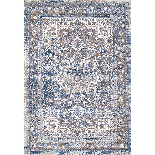 nuLOOM Lilah Vintage Medallion Area Rug, 9x12, Light Blue