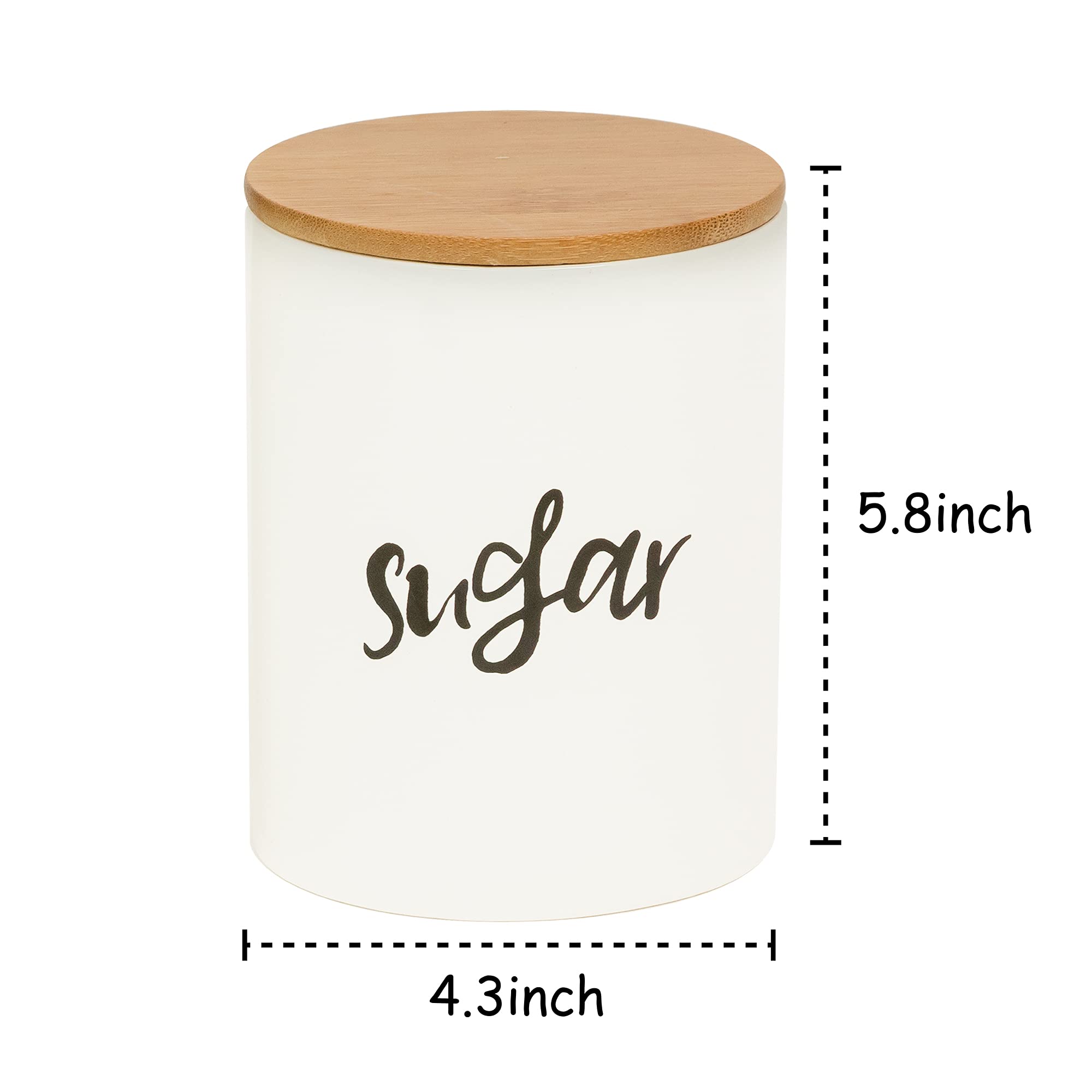 Kitchen Food Storage Ceramic Canister,Airtight Ceramic Canisters with Bamboo Lid,For Coffee, Sugar,Tea Storage Containers 24.68 FL OZ (730 ML),Set of 3