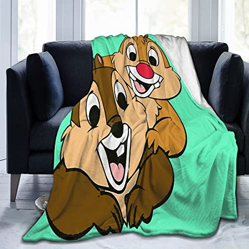 ERTER Boutique Throw Blanket Chip N Dale Super Soft Fleece Throw Blankets,Fuzzy Plush Blanket Oversized,Thin Lightweight Blanket for All Season 6050 In, Black, 60Inx50In Young