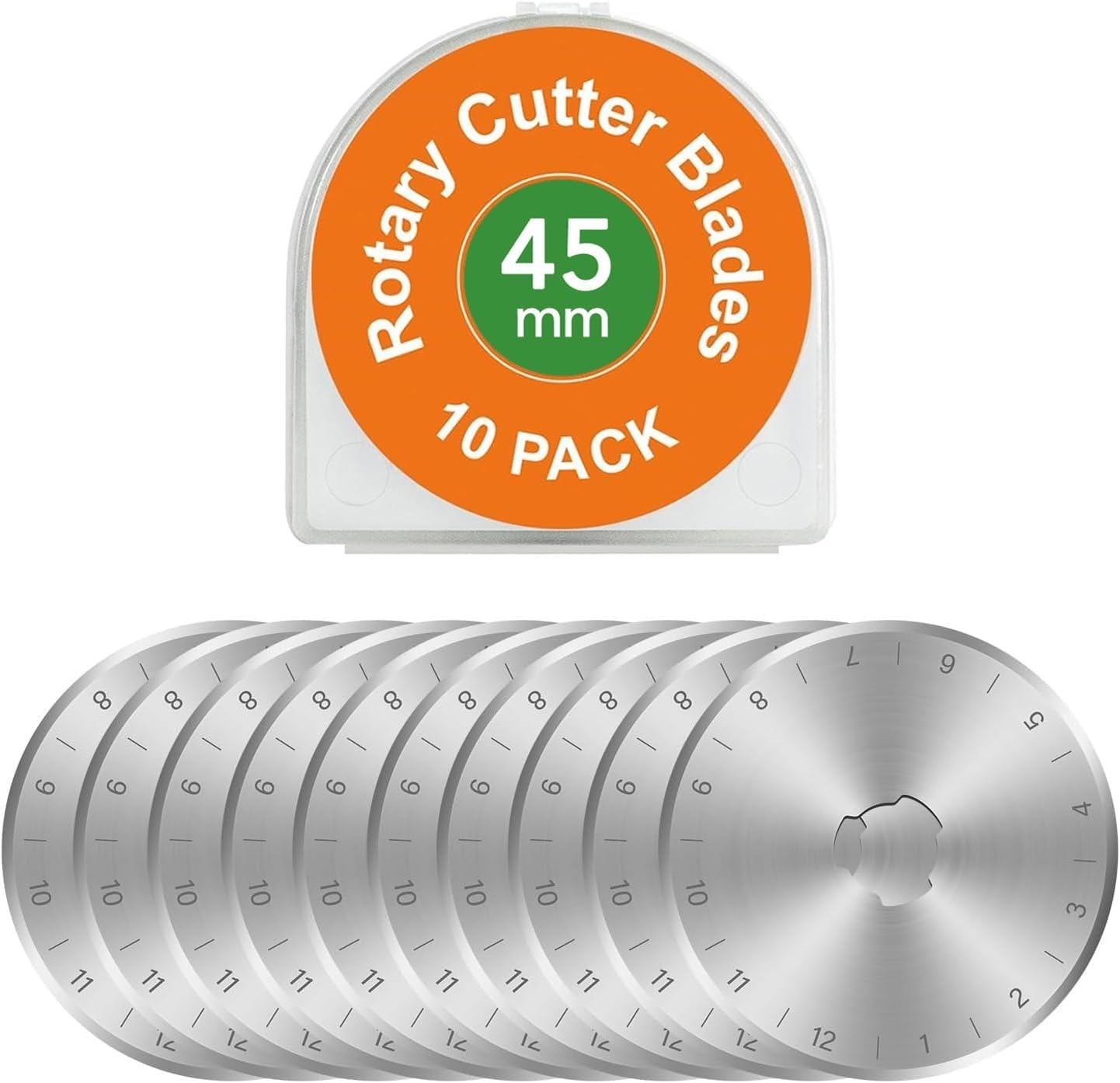 Kingsource SKS-7 Titanium Coated 10 Packs 45mm Pack Rotary Cutter Blades Replacement for Fits Olfa, Fiskar, Martelli, Truecut Cutter Patchwork Tool, Perfect for Cuts Fabric, Sewing, Leather and Paper