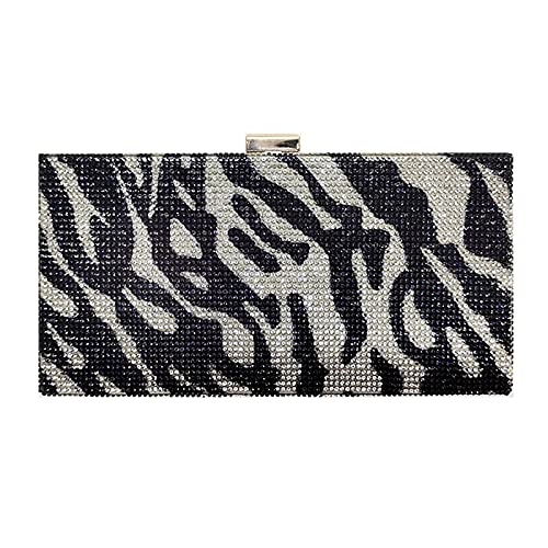 ZLM BAG US Leopard Print Clutch Purse for Women Diamond Crystal Evening Bag Metal Chain Party Cocktail Wedding Dinner Handbag