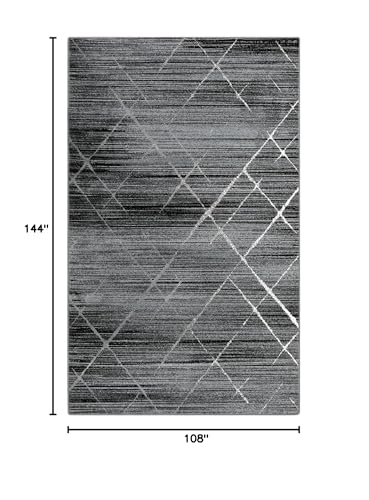 GlowSol 9x12 Area Rugs for Living Room Grey Abstract Rugs Carpet for Bedroom Room with Non-Slip Backing Non-Shedding Stain Resistant, Large Rugs for Dining Room Nursery Home Office
