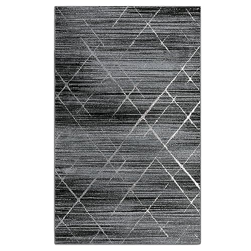 GlowSol 9x12 Area Rugs for Living Room Grey Abstract Rugs Carpet for Bedroom Room with Non-Slip Backing Non-Shedding Stain Resistant, Large Rugs for Dining Room Nursery Home Office