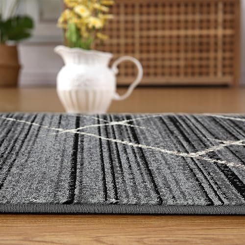 GlowSol 9x12 Area Rugs for Living Room Grey Abstract Rugs Carpet for Bedroom Room with Non-Slip Backing Non-Shedding Stain Resistant, Large Rugs for Dining Room Nursery Home Office