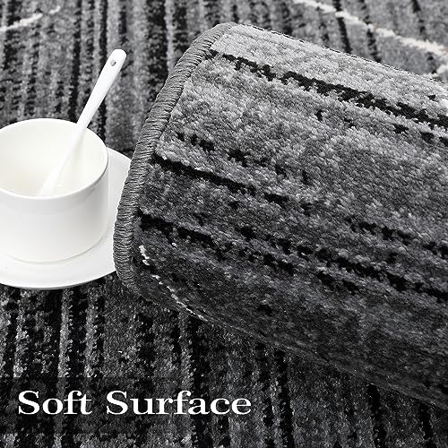 GlowSol 9x12 Area Rugs for Living Room Grey Abstract Rugs Carpet for Bedroom Room with Non-Slip Backing Non-Shedding Stain Resistant, Large Rugs for Dining Room Nursery Home Office