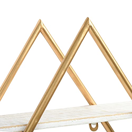 Main + Mesa Wood and Gold Diamond Wall Shelf
