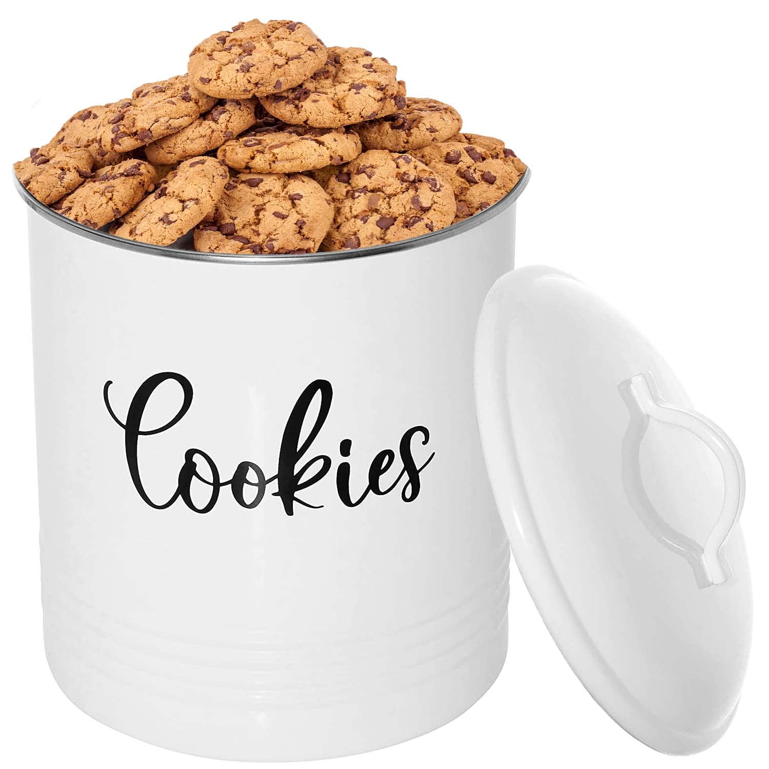 Home Acres Designs Farmhouse Cookie Jar - Rustic Canister w/ Lid for Candy, Cookies & Dessert - Vintage Container for Storage