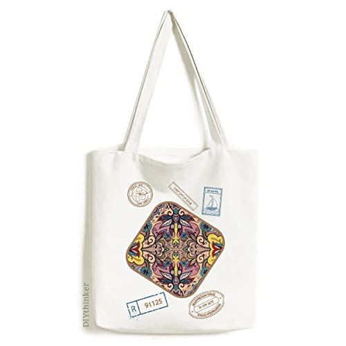 European Style Pattern Flowers Leaves Stamp Shopping Ecofriendly Storage Canvas Tote Bag