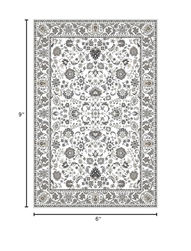 Boho Vintage Area Rug - 6x9 Large Washable Living Room Rug Ultra-Thin Non-Slip Non-Shedding Print Floor Carpet for Bedroom Home