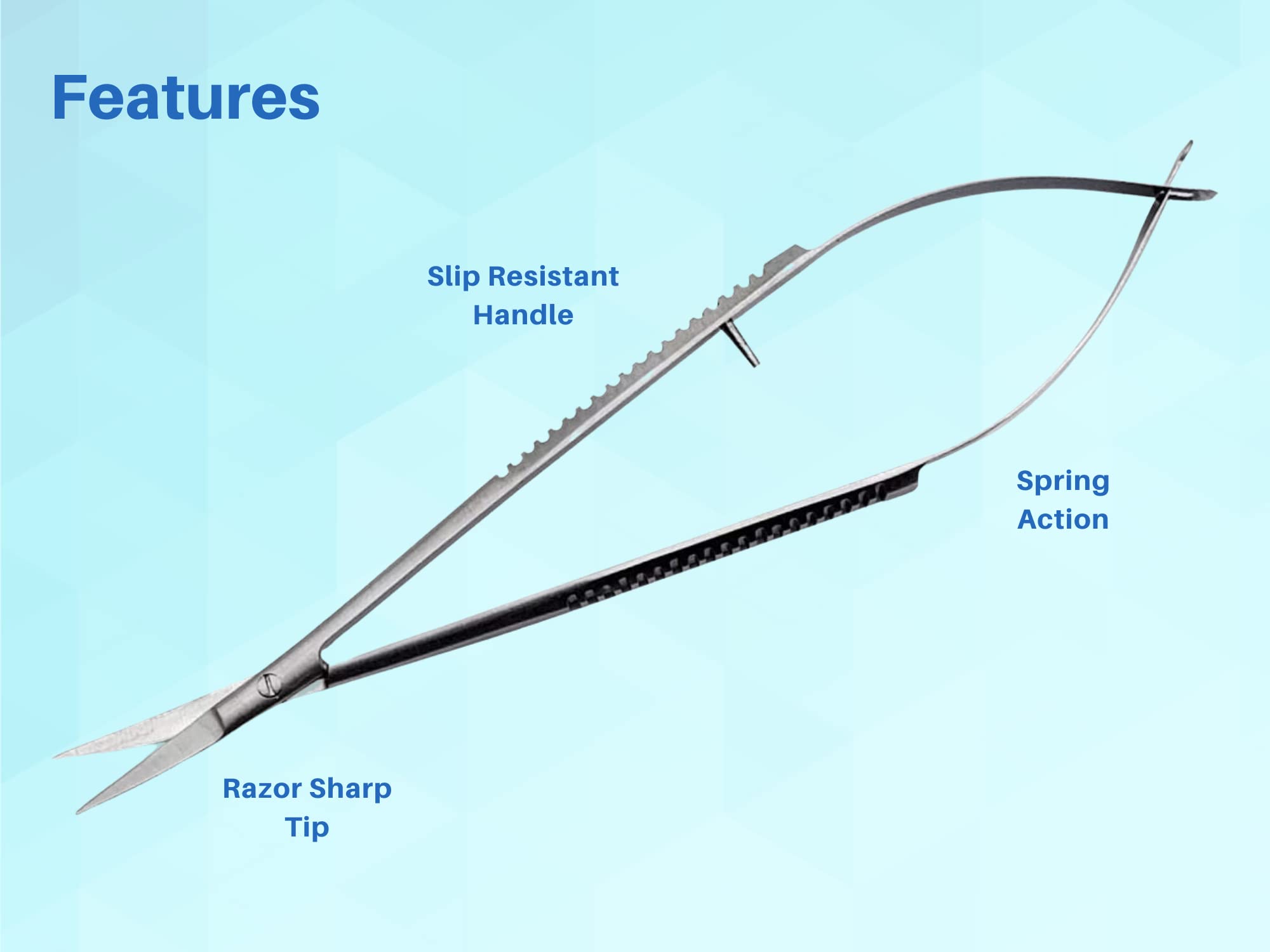 Castroviejo Scissors 5.5 inches STRAIGHT stitch cutting embroidery spring action extra sharp ARTMAN