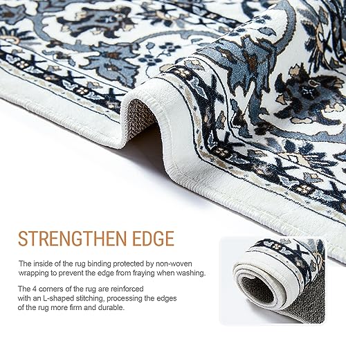 Boho Vintage Area Rug - 6x9 Large Washable Living Room Rug Ultra-Thin Non-Slip Non-Shedding Print Floor Carpet for Bedroom Home