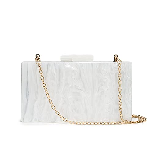 Bride Clutch Purse Acrylic MRS Evening Bag Handbag for Women Wedding Day Bridemaid Party Dinner Prom White