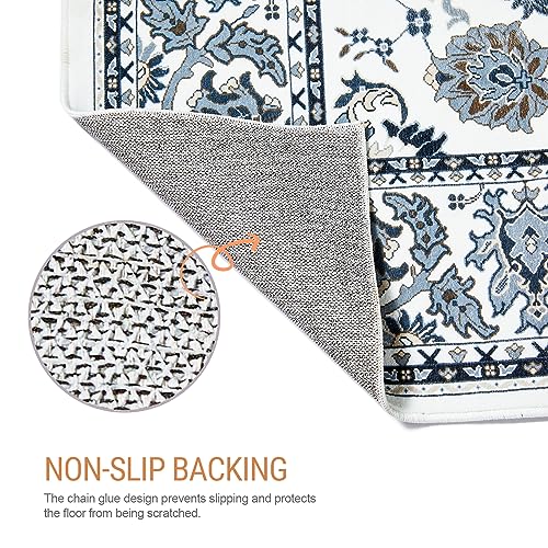 Boho Vintage Area Rug - 6x9 Large Washable Living Room Rug Ultra-Thin Non-Slip Non-Shedding Print Floor Carpet for Bedroom Home