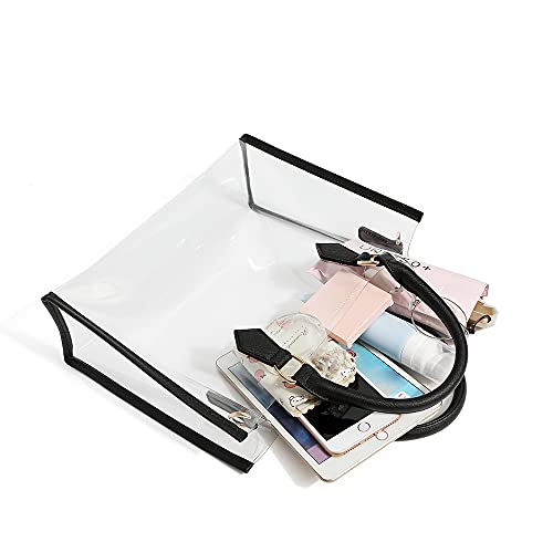 Tiwougel Women Clear Crossbody Purses and Handbags synthetic Leather Top Handle Satchel Shoulder Tote Bags Medium
