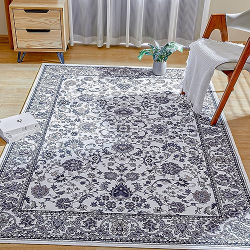 Boho Vintage Area Rug - 6x9 Large Washable Living Room Rug Ultra-Thin Non-Slip Non-Shedding Print Floor Carpet for Bedroom Home