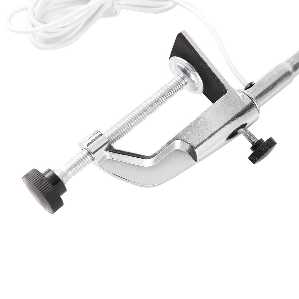 Salmue LED Desk Lamp with Clamp, USB Adjustable Direction and Brightness Clip Eye-Caring Table Lamps for Reading, Study, Tattoo Light,Beauty Manicure, White, 10W