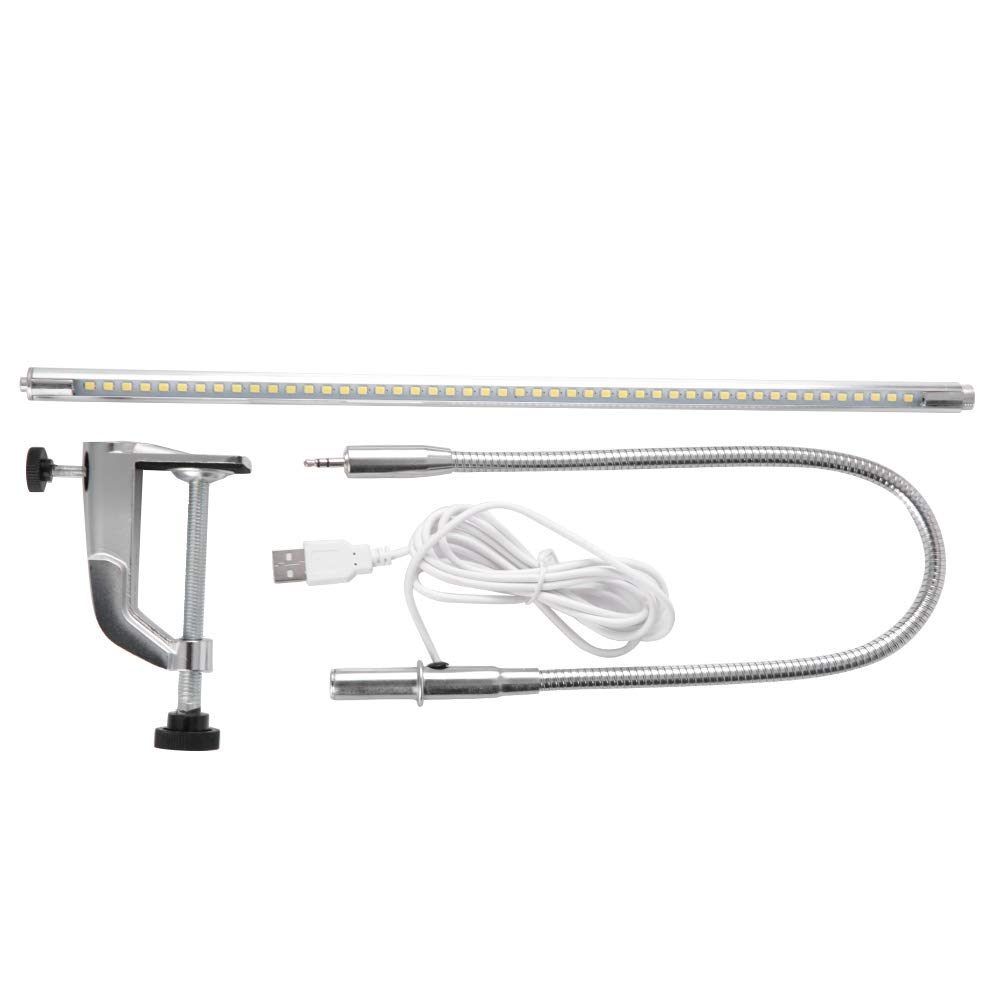 Salmue LED Desk Lamp with Clamp, USB Adjustable Direction and Brightness Clip Eye-Caring Table Lamps for Reading, Study, Tattoo Light,Beauty Manicure, White, 10W