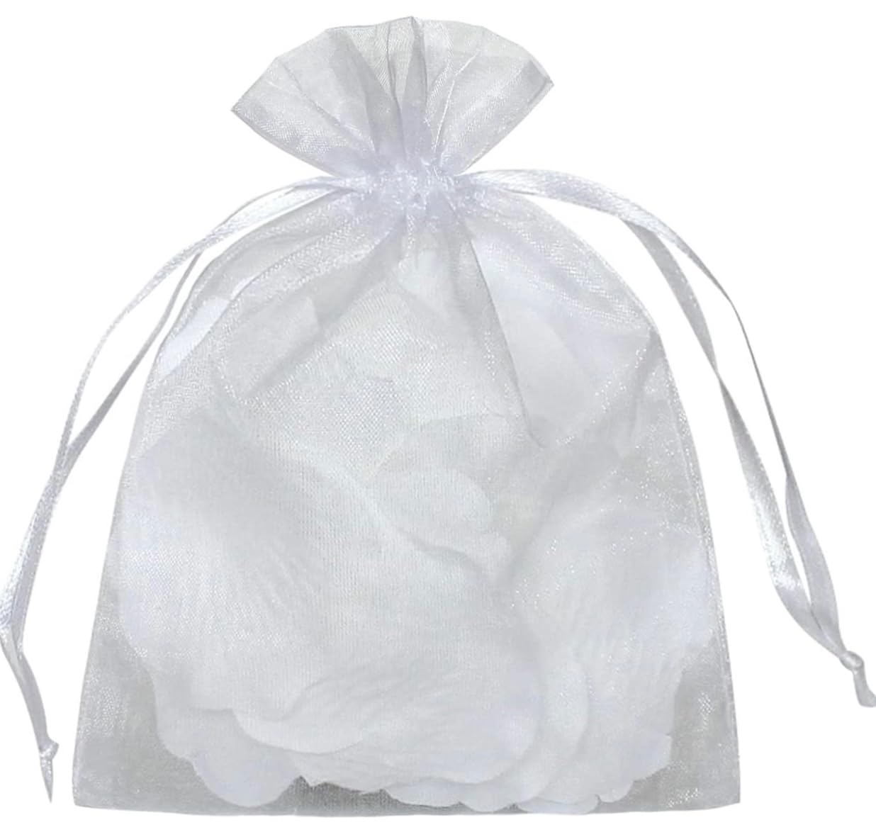 YunKo 50pcs Organza Bags 6x9 Inches Drawstring Gift Bags Mesh Gift Bags White Sheer Organza Wedding Favor Bags