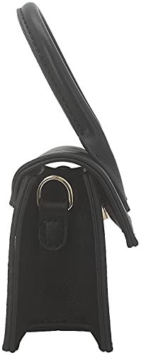 Nodeber Mini Crossbody Bag for Women Girls Synthetic Leather Flap Purse Styling Top-Handle Clutch Handbag Black