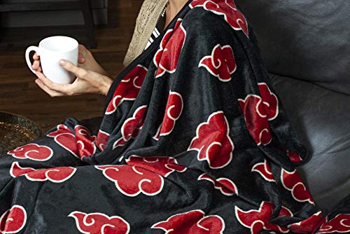 JUST FUNKY Naruto: Shippuden Akatsuki Red Cloud Anime Throw Blanket | Naruto Blanket Anime Soft Blankets and Throws | Official Naruto: Shippuden Akatsuki Blanket | Measures 60 x 45 Inches