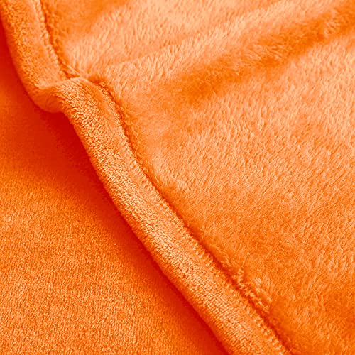 EXQ Home Fleece Blanket Orange Throw Blanket for Couch or Bed - Microfiber Fuzzy Flannel Blanket for Adults or Kids