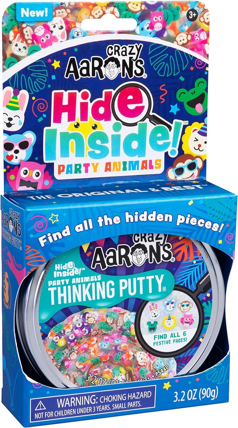 Crazy Aaron's Thinking Putty® - Party Animals - Hide Inside Sensory Putty for Kids and Adults in a 4" Tin - Creative and Endless Fun, Stress Relief Therapy Toys, Never Dries Out - Made in USA