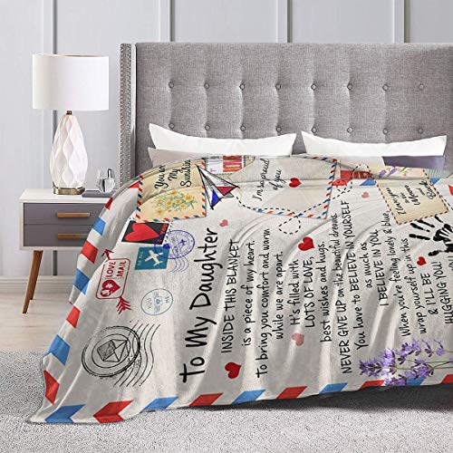 Fleece Blanket to My Daughter from Mom Dad You are My Sunshine Blanket Ultra-Soft Micro Light Weight Warm Bed Throw Blanket (to My Daughter, 80"x60")
