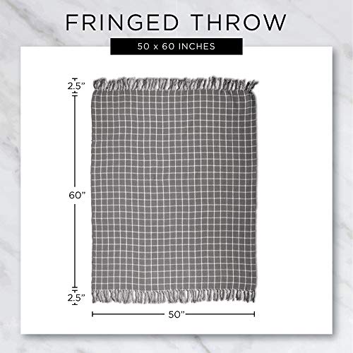 DII Chenille Throw Collection Solid Fringed, 50x60, Denim Blue