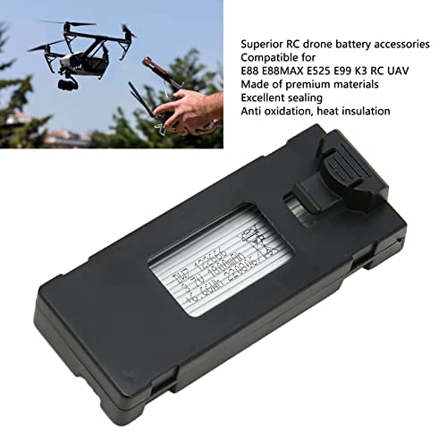 TOUISEDGI RC Drone Battery, Lightweight Professional 3.7V 1800Mah Remote Control UAV Battery for E88 E88MAX E525 E99 K3 RC UAV(Black)