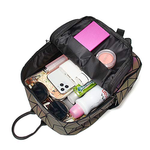 Luminous Geometric Purses and Handbags Women Tote Bag Holographich Flash Reflactive Crossbody Bag Backpacks (Luminous Backpack B)