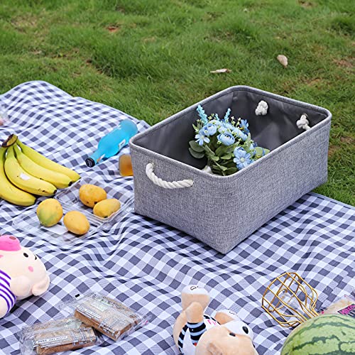 GUIMIYHY Fabric Storage Basket Storage Box Storage Bin Nursery Bin Gift Basket with Handles for Wardrobe, Shelves, Clothes, Toys, Towel, Foldable (1 Pack, Grey, 14.2 by 10.2 by 7.1 inch)