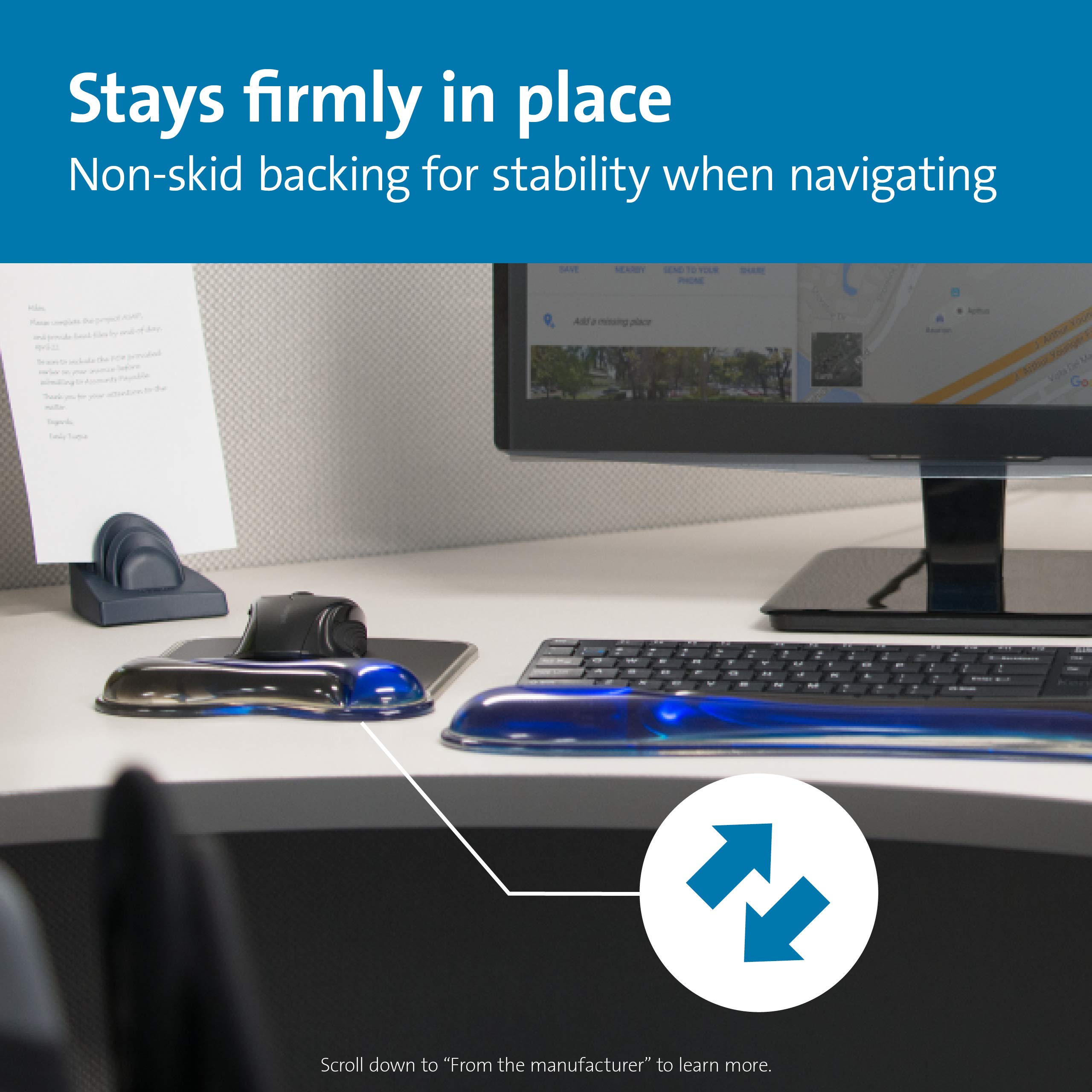 Kensington Duo Gel Mouse Pad with Wrist Rest - Blue (K62401AM)