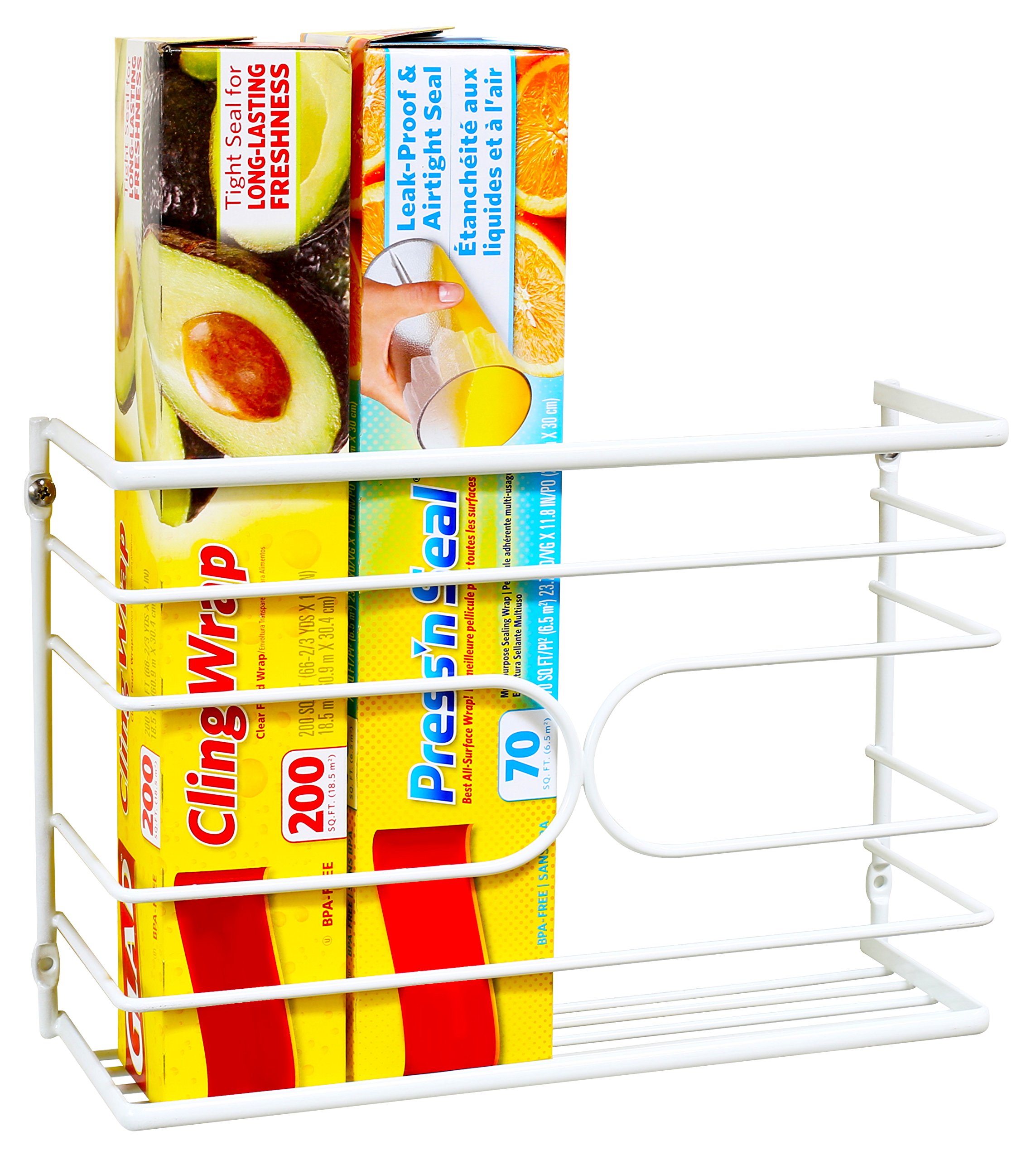 DecoBros Wall Door Mount Kitchen Wrap Organizer Rack, White