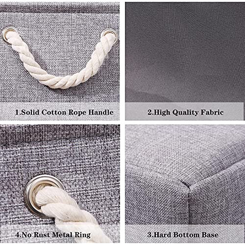 GUIMIYHY Fabric Storage Basket Storage Box Storage Bin Nursery Bin Gift Basket with Handles for Wardrobe, Shelves, Clothes, Toys, Towel, Foldable (1 Pack, Grey, 14.2 by 10.2 by 7.1 inch)