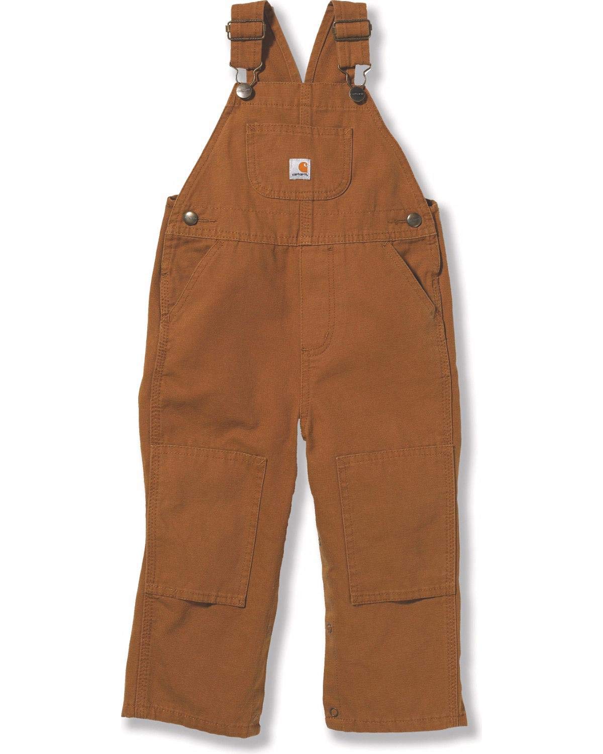 Carhartt Little Boys' Toddler Canvas Bib Overall, Carhartt Brown, 2T