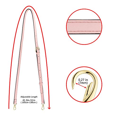 DEVPSISR Leather Adjustable Replacement Strap Shoulder Bag Cross Body Bag Purse Handbag For Women, 43-51 Inch(Pink)